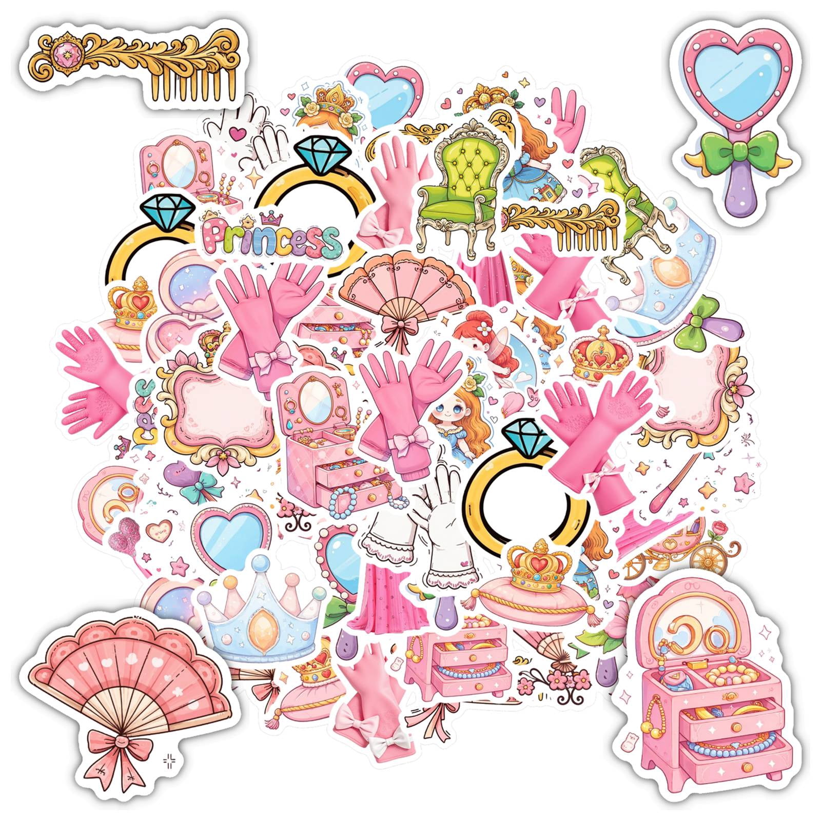 35pcs Elegant Stickers Stationery Stickers Princess Decals Kids ...