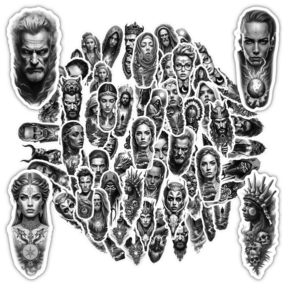 35pcs Fantasy Warrior Stickers Mythical Characters Graffiti PVC ...