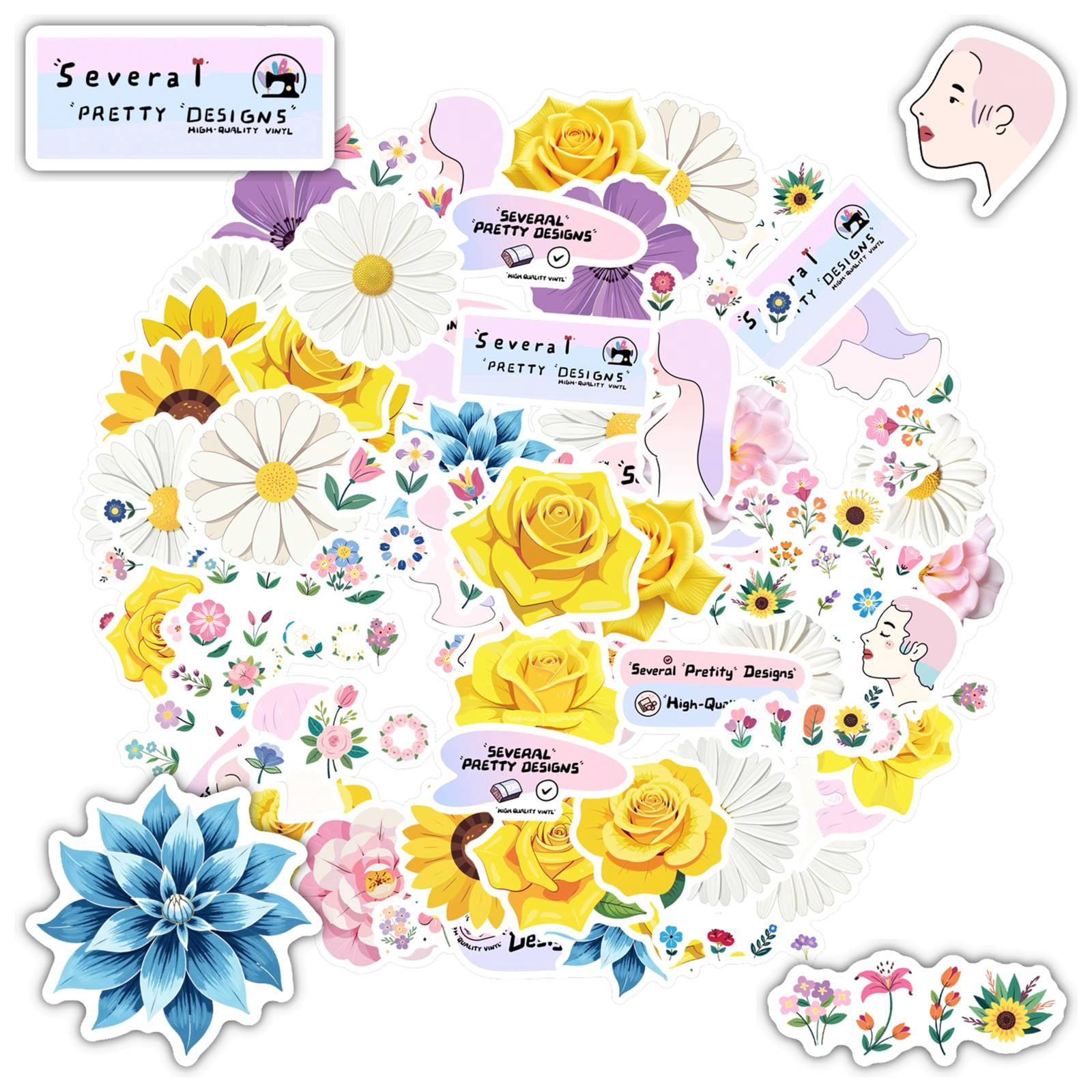 35pcs Floral Stationery Stickers Artistic Kids Stickers DIY Stickers ...