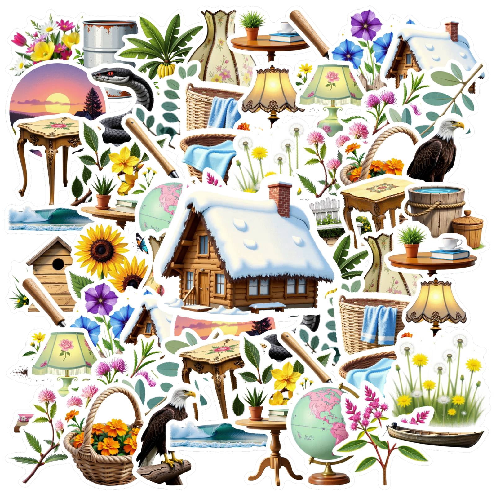 35pcs Floral Stationery Stickers Eagle Animal Stickers Gardening Kids ...