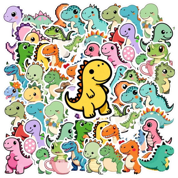 35pcs Funny Dinosaur Stickers Cute Cartoon Stationery Stickers for ...