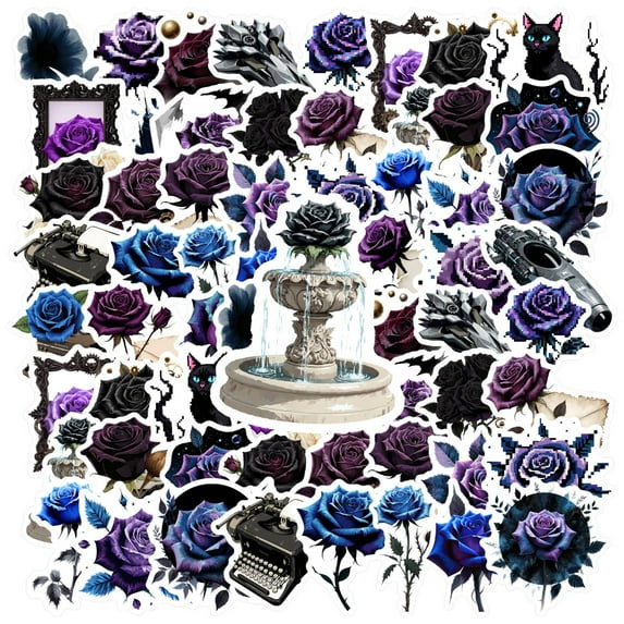 35pcs Gothic Stickers Stationery Black Stickers Animal Teacher Reward ...