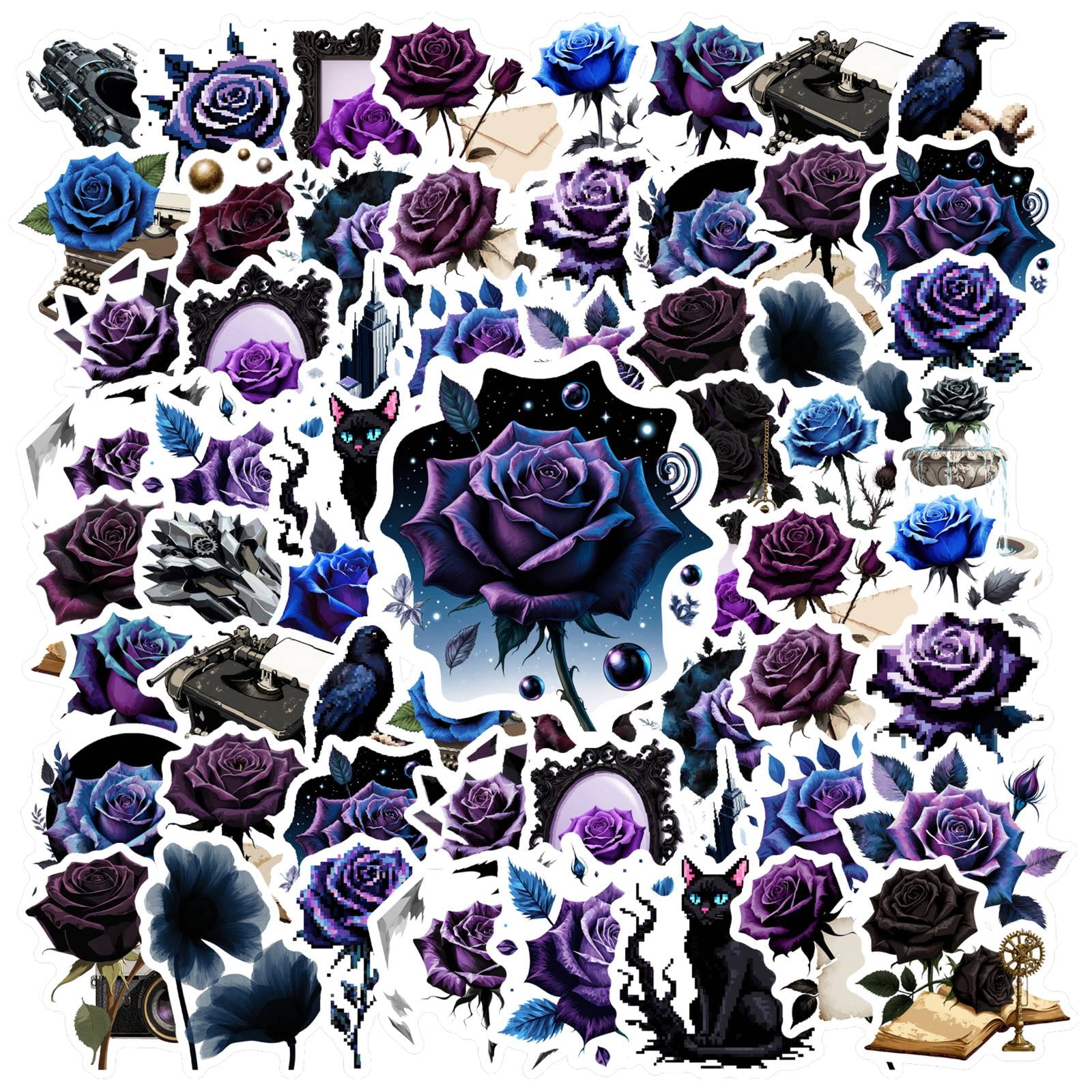 35pcs Gothic Stickers Stationery Black Stickers Animal Teacher Reward ...