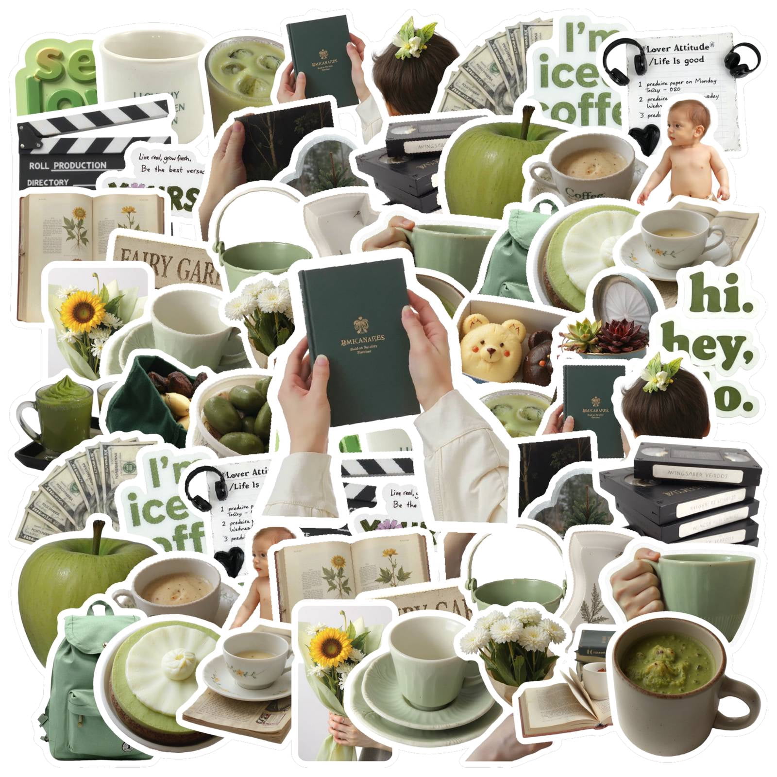 35pcs Green Stickers Stationery Stickers Cute Kids Stickers for Laptops ...
