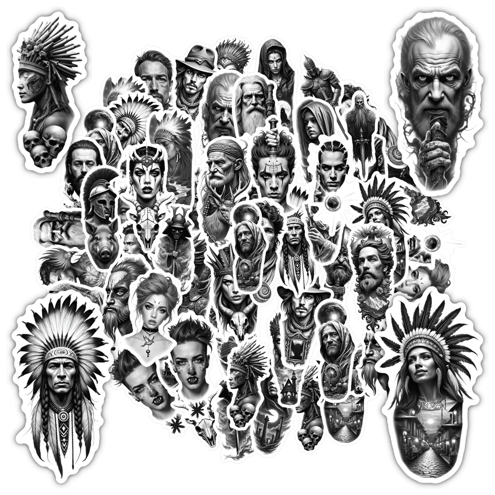 35pcs Historical Portrait Stickers Warrior Stickers Mythical Stickers ...