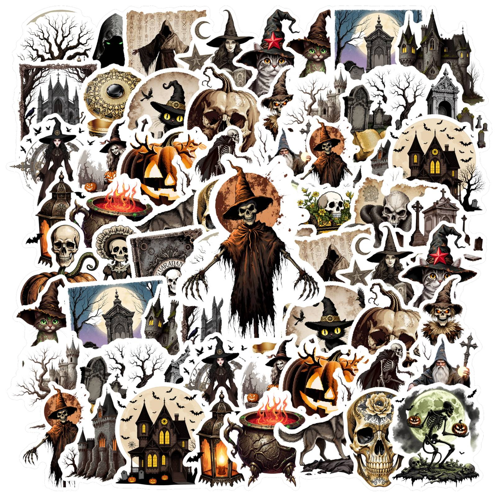 35pcs Horror Stickers Halloween Gothic Stickers Spooky Witch Decals for ...