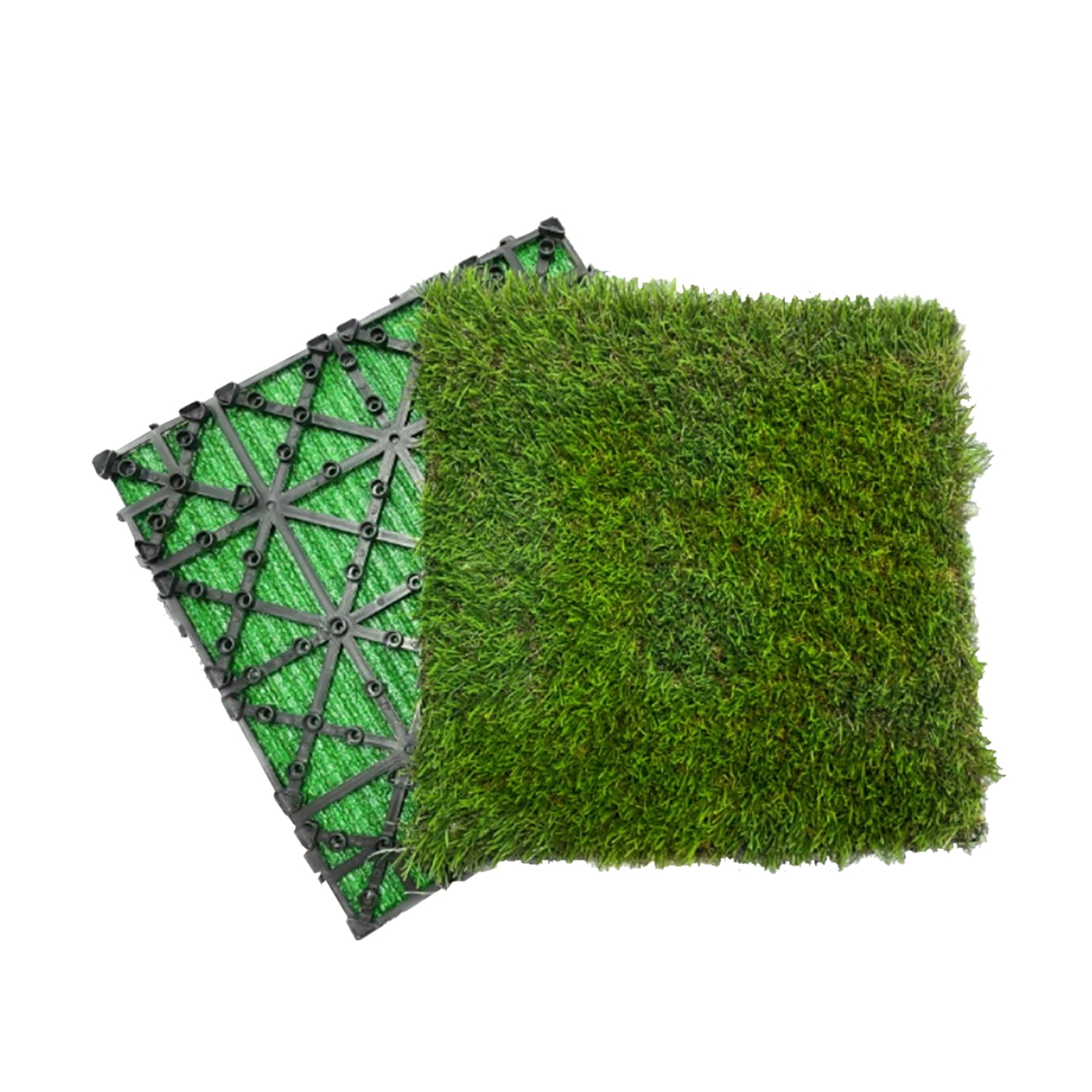 35pcs Interlocking Artificial Grass Tiles Self-Draining Fake Turf for ...