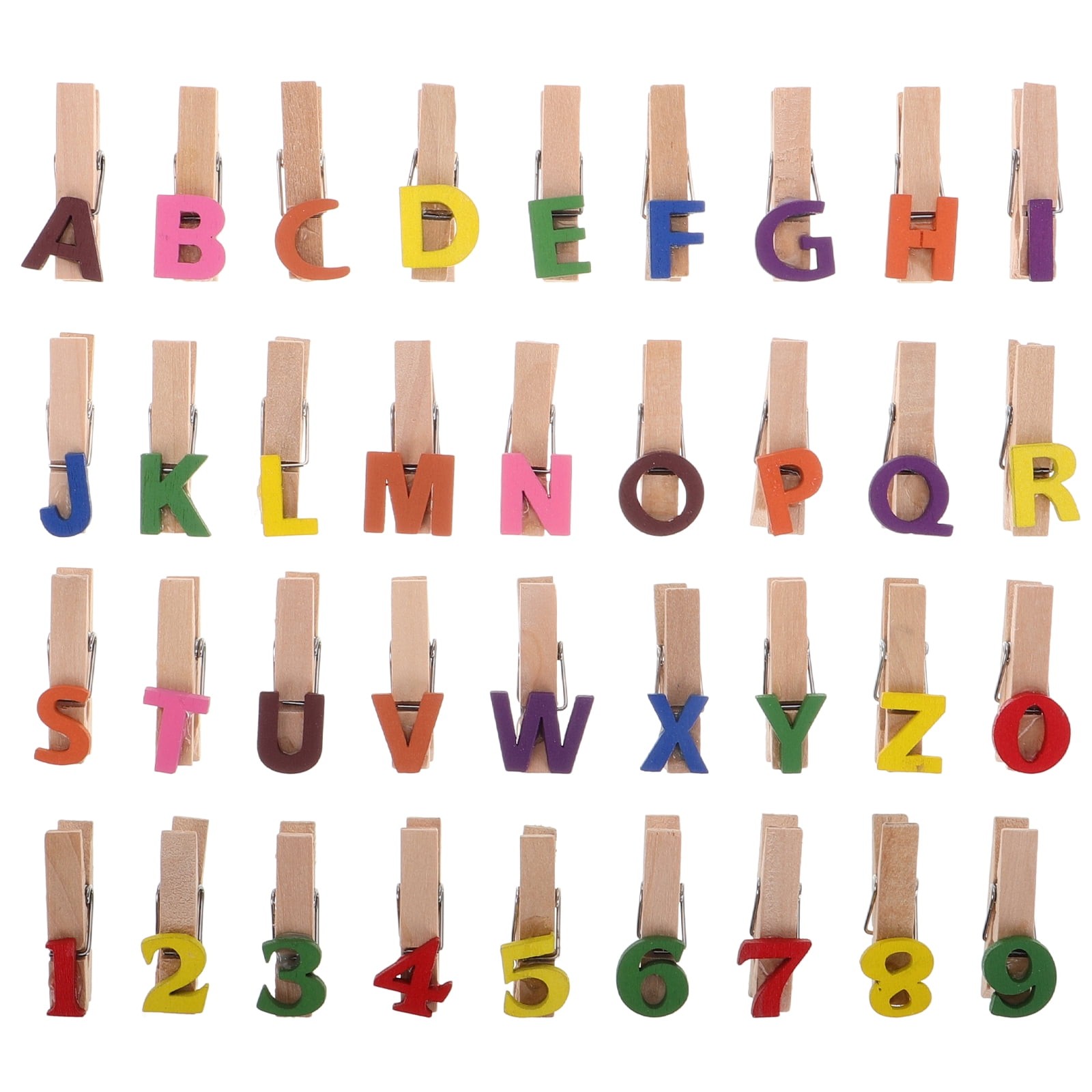 Set of 35 Mini Wooden Clothespins in Multicolor Natural Wood Finish for ...