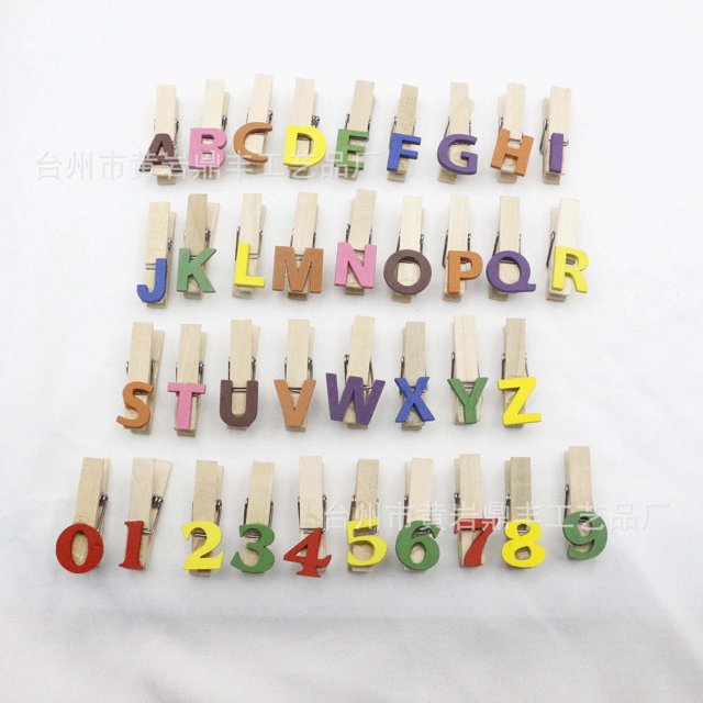 35pcs Mini Wooden Clothespins Numbered And Letter Clips Hanging Photos ...