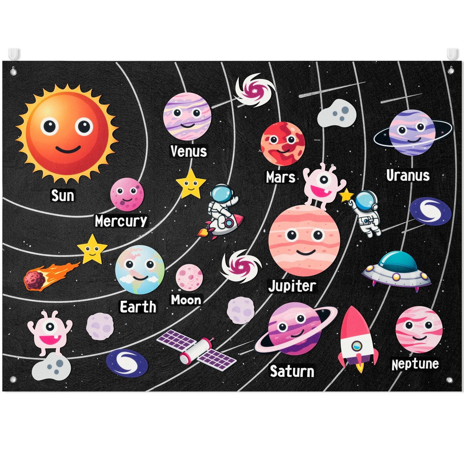 Pink Space Theme Felt Storyboard,Interest Intellectual Felt Banner Toys ...
