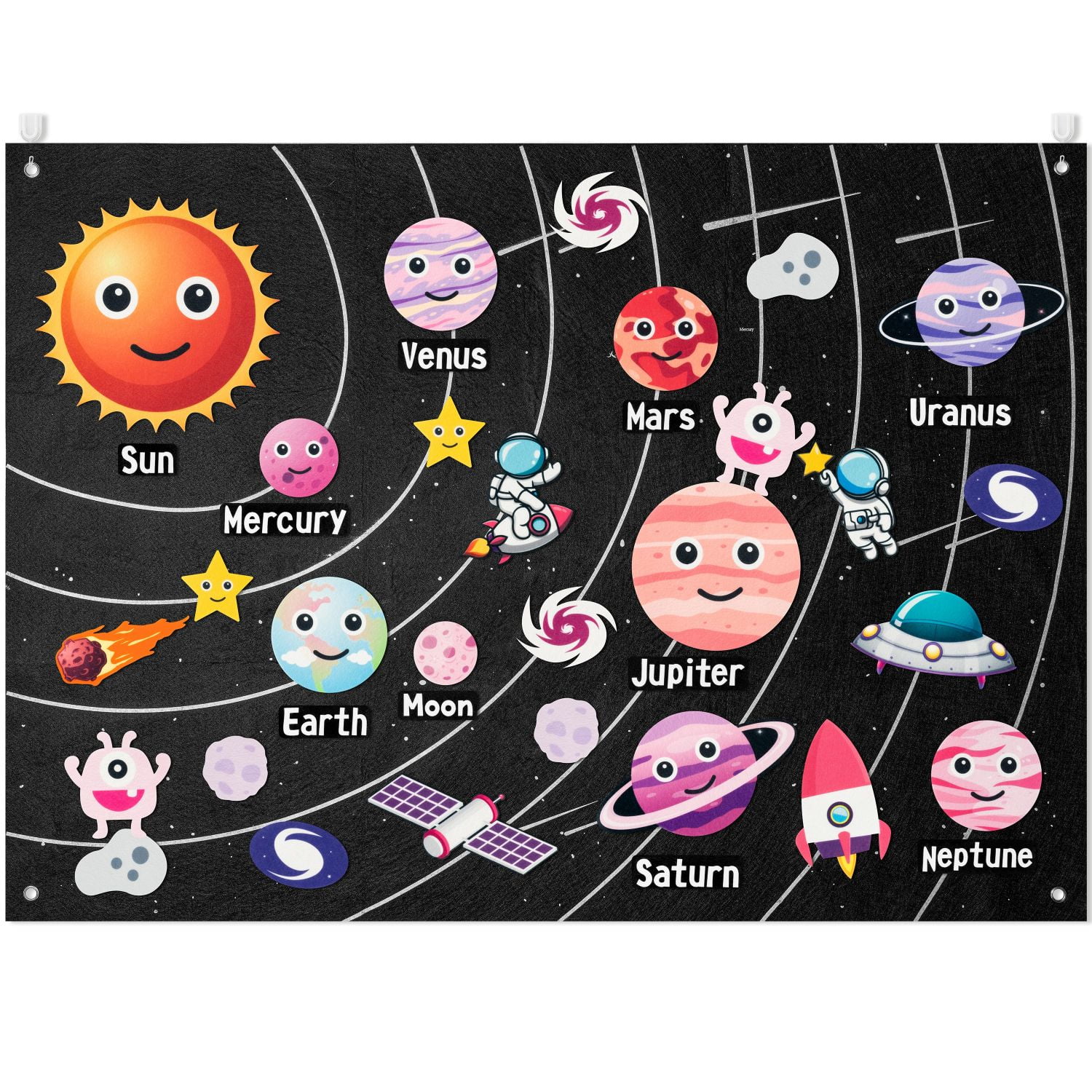 35pcs Pink Space Theme Full Felt Storyboard Kit Montesari Interest ...