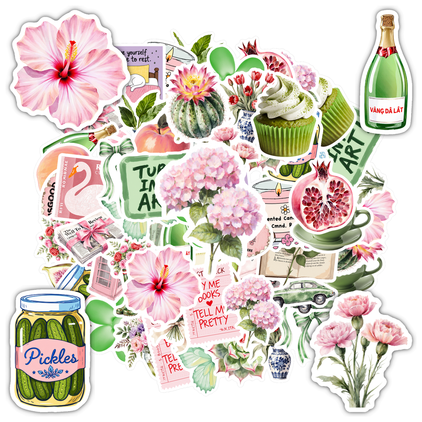 35pcs Retro Stickers Floral Decals Nature Stickers Food Stickers for ...
