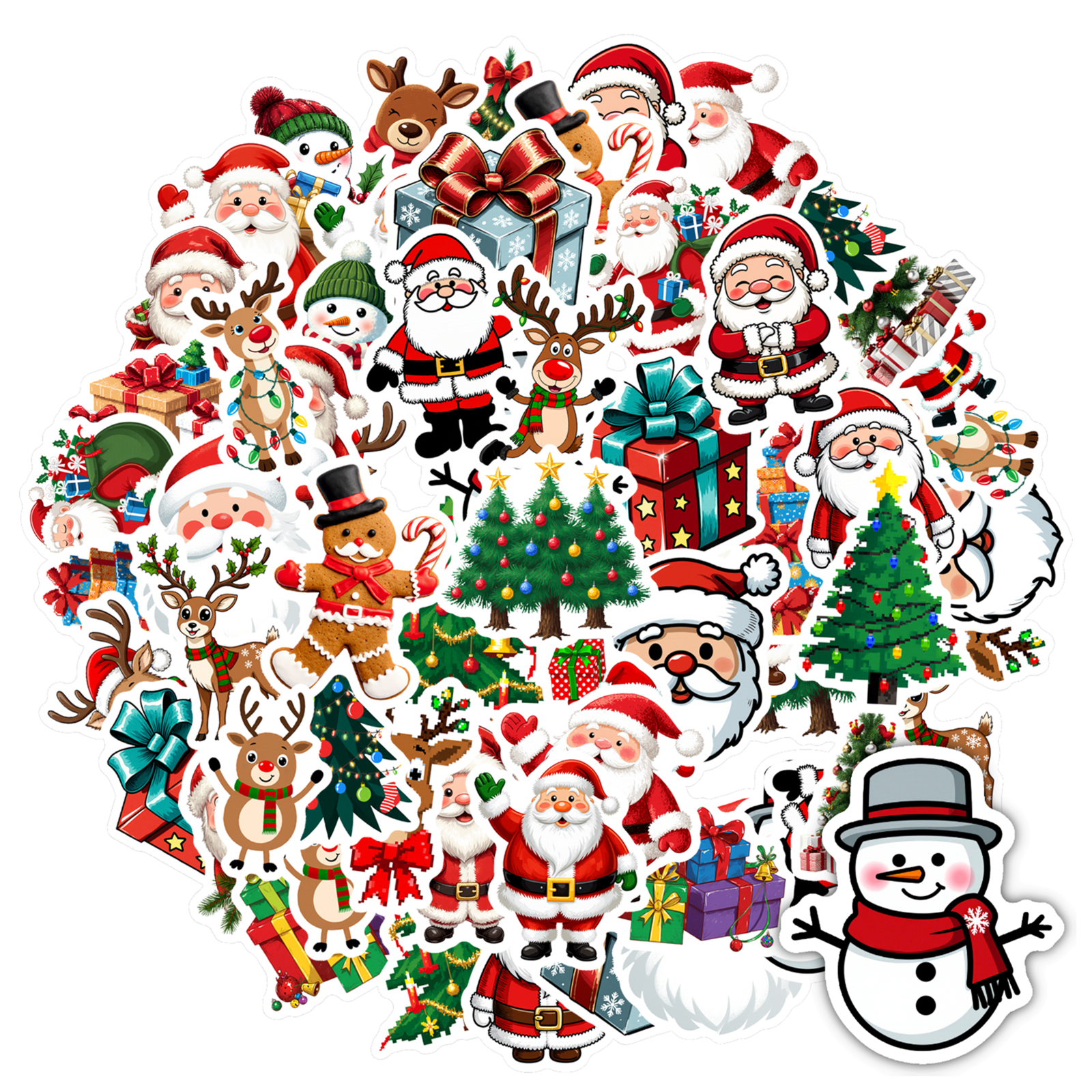 35pcs Santa Stickers Christmas Cartoon Stickers Reindeer Santa Decals ...