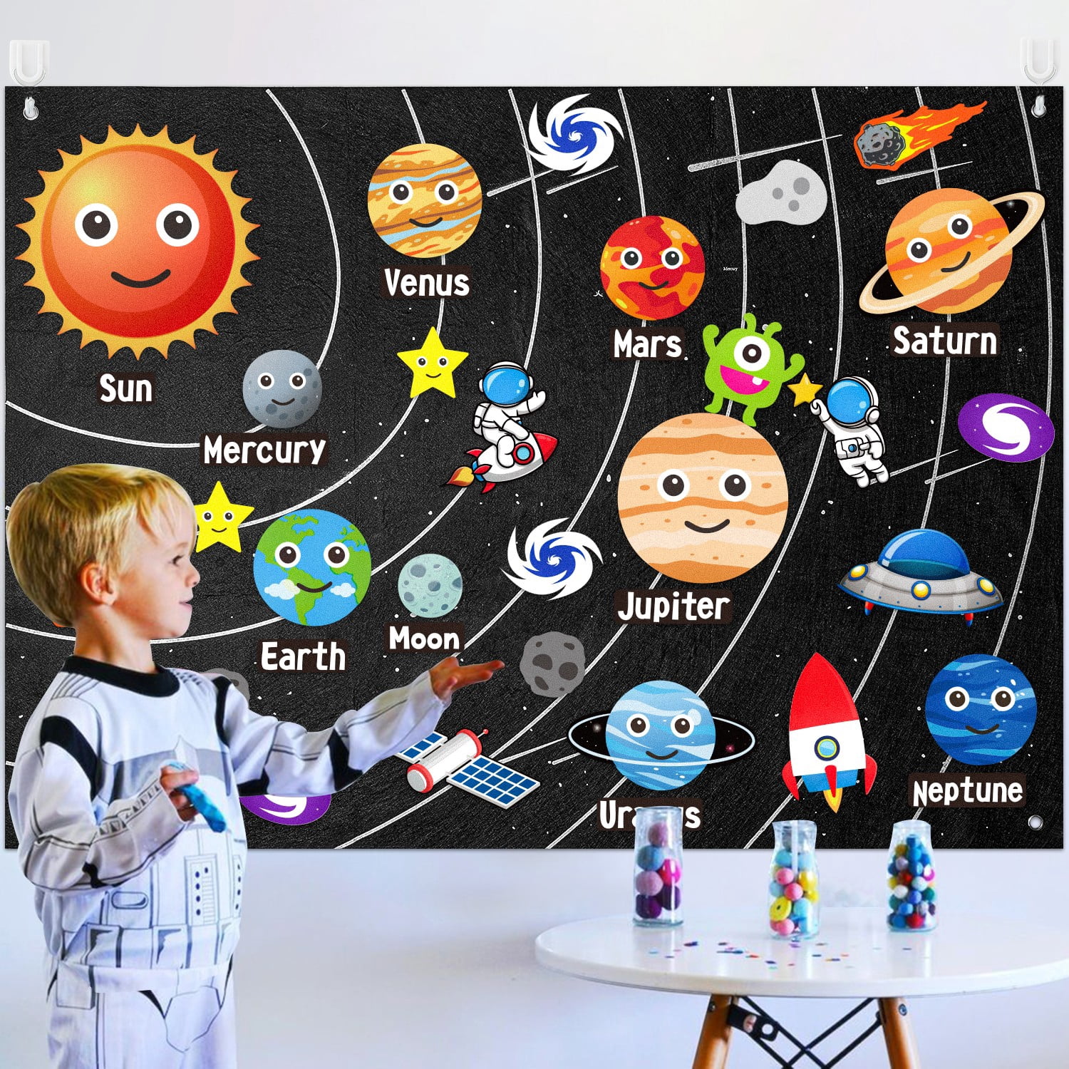 35pcs Space Felt Storyboard Craft Kit Creative Interactive Felt Play ...