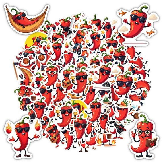 35pcs Spicy Chili Cartoon Stickers Funny Character Sticker Pack for ...