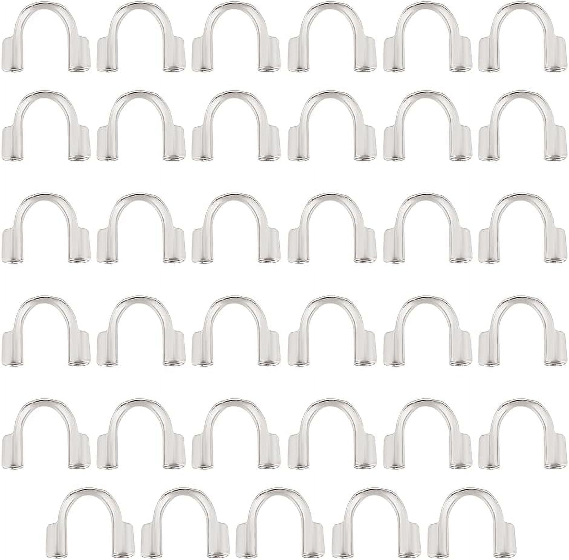 35pcs Stainless Steel Wire Protectors U Shape Wire Guardian Loops Terminators Cap End Tip Beads ...