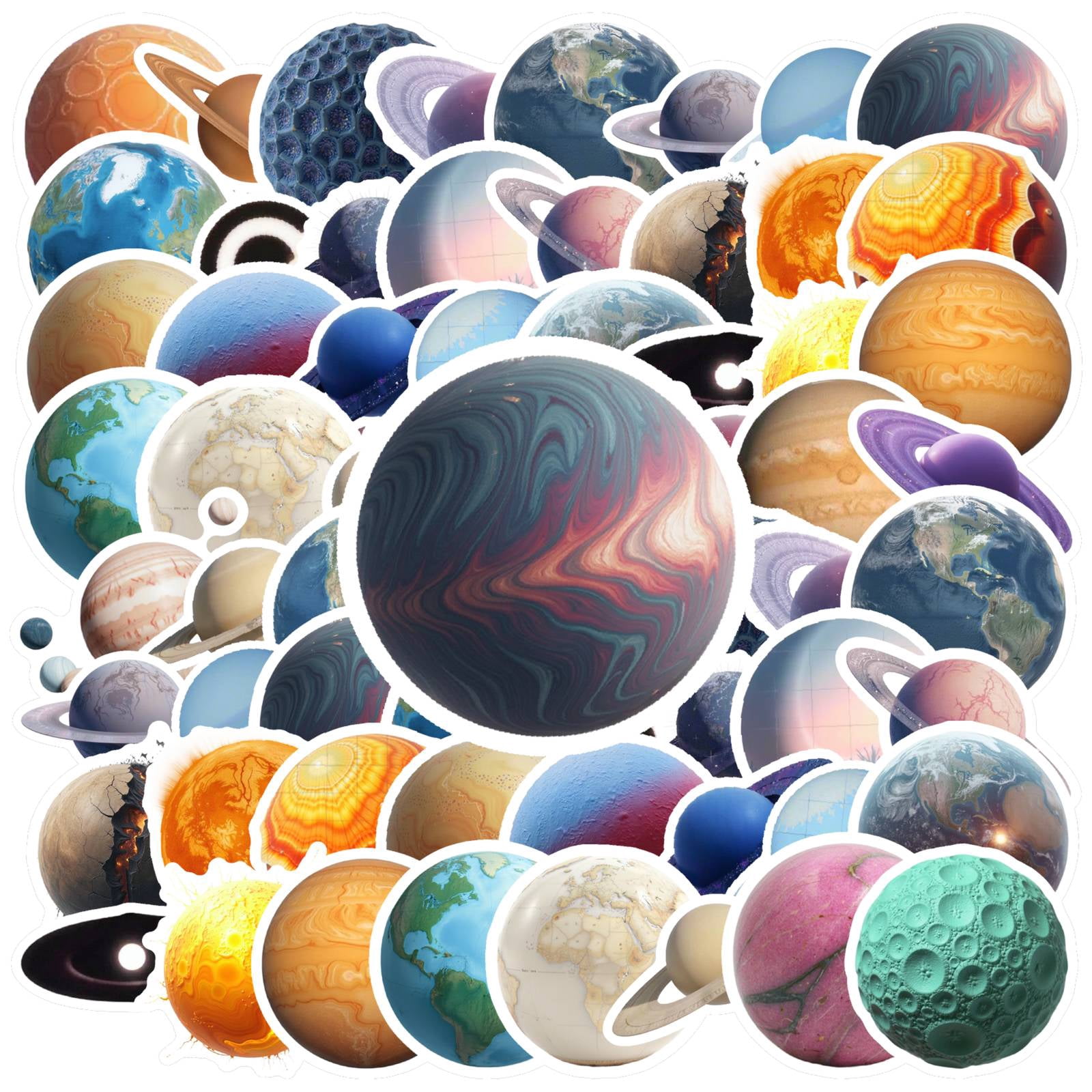 35pcs Vibrant Planet Stickers Cosmic Graffiti Decals Space Stationery ...