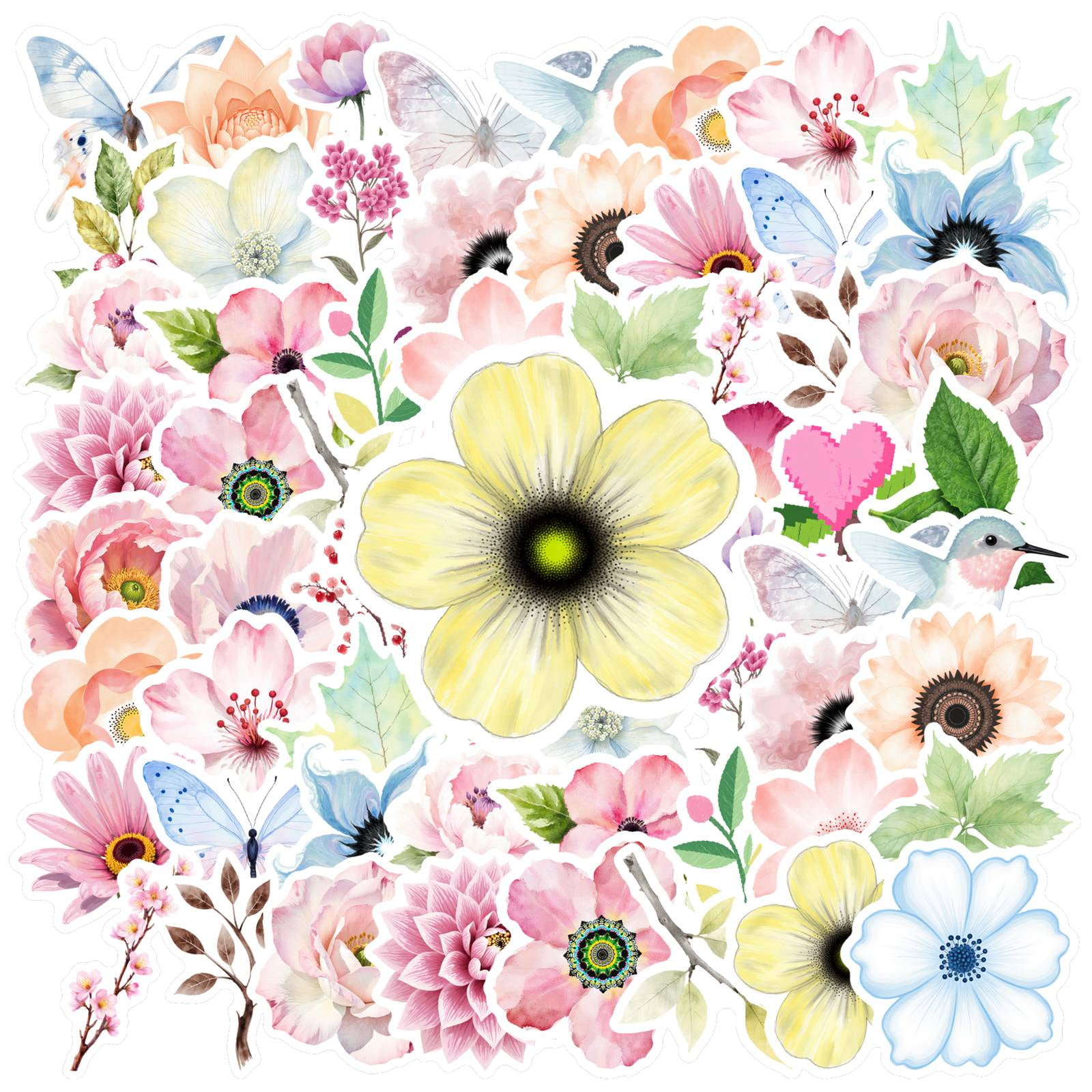 35pcs Vintage Stickers Floral Stationery Stickers Hummingbird Kids ...