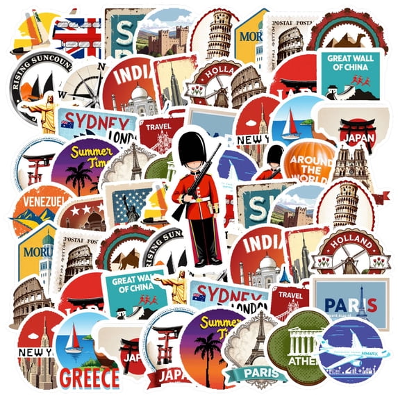 35pcs Vintage Stickers World Travel Stickers City Stickers Architecture ...