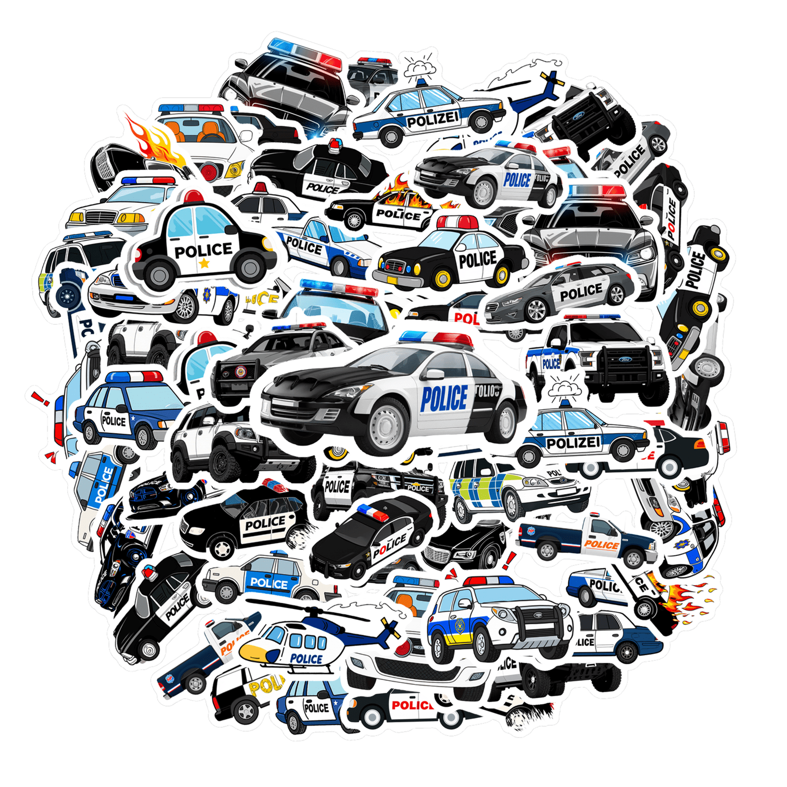 35pcs Vinyl Stickers Police Stationery Stickers Cute DIY Stickers ...