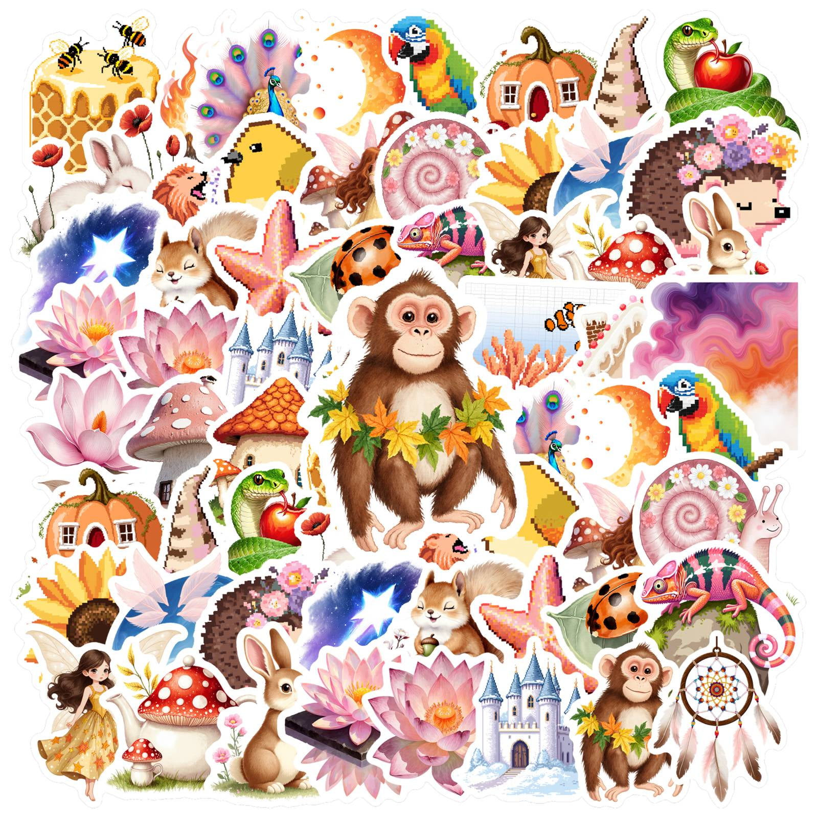 35pcs Whimsical Stickers Stationery Kids Stickers Animal Kids Stickers ...