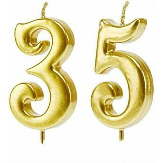 35th Birthday Candles,Gold Number 35 Cake Topper for Birthday ...