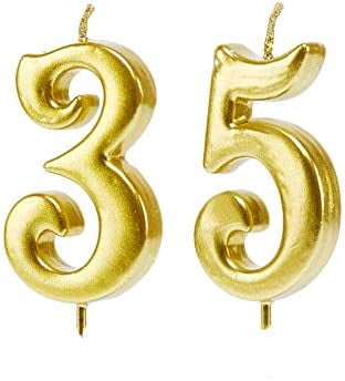 35th Birthday Candles,Gold Number 35 Cake Topper for Birthday ...