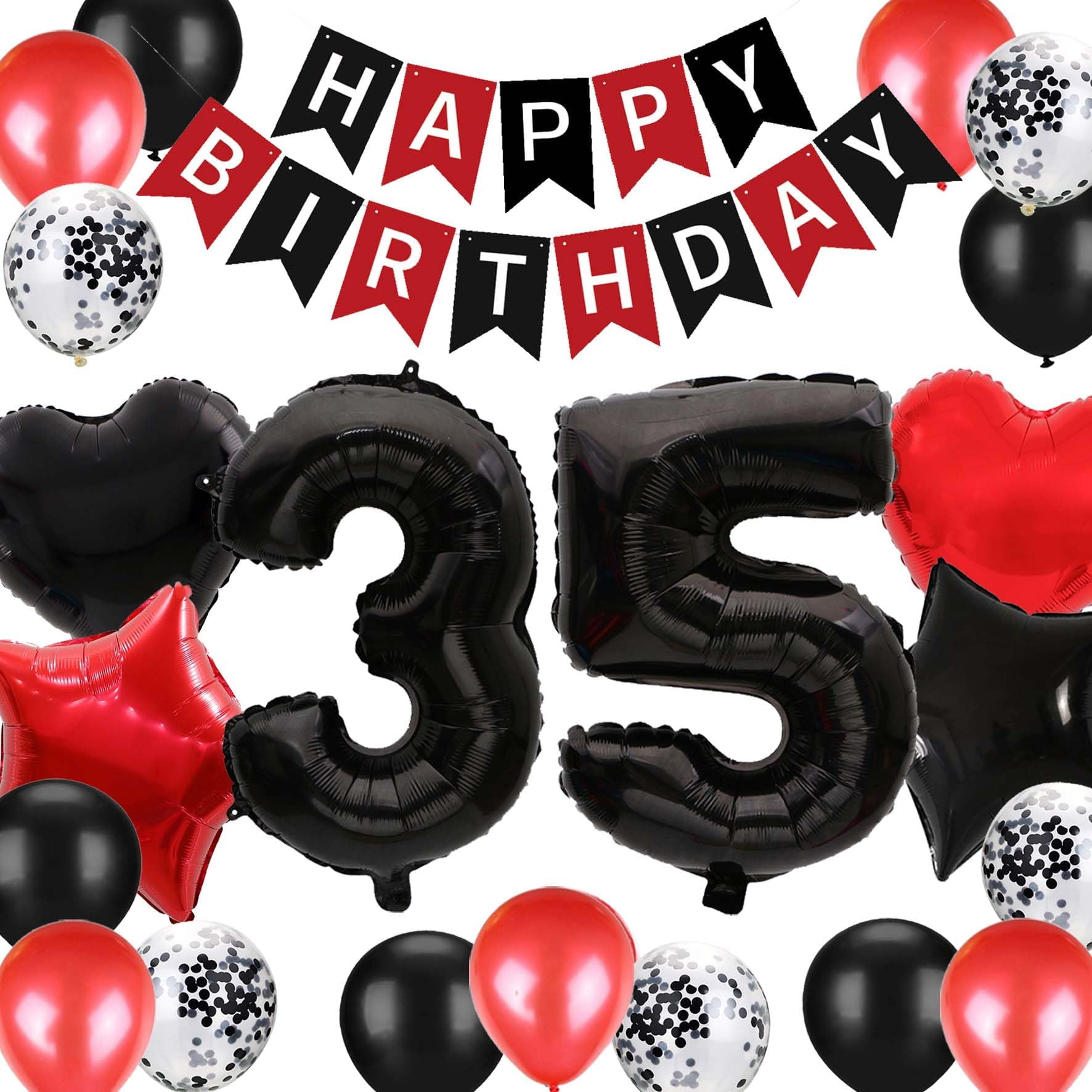 35th Birthday Party Decoration, Birthday Banner ZLK1 Number 35 Heart ...