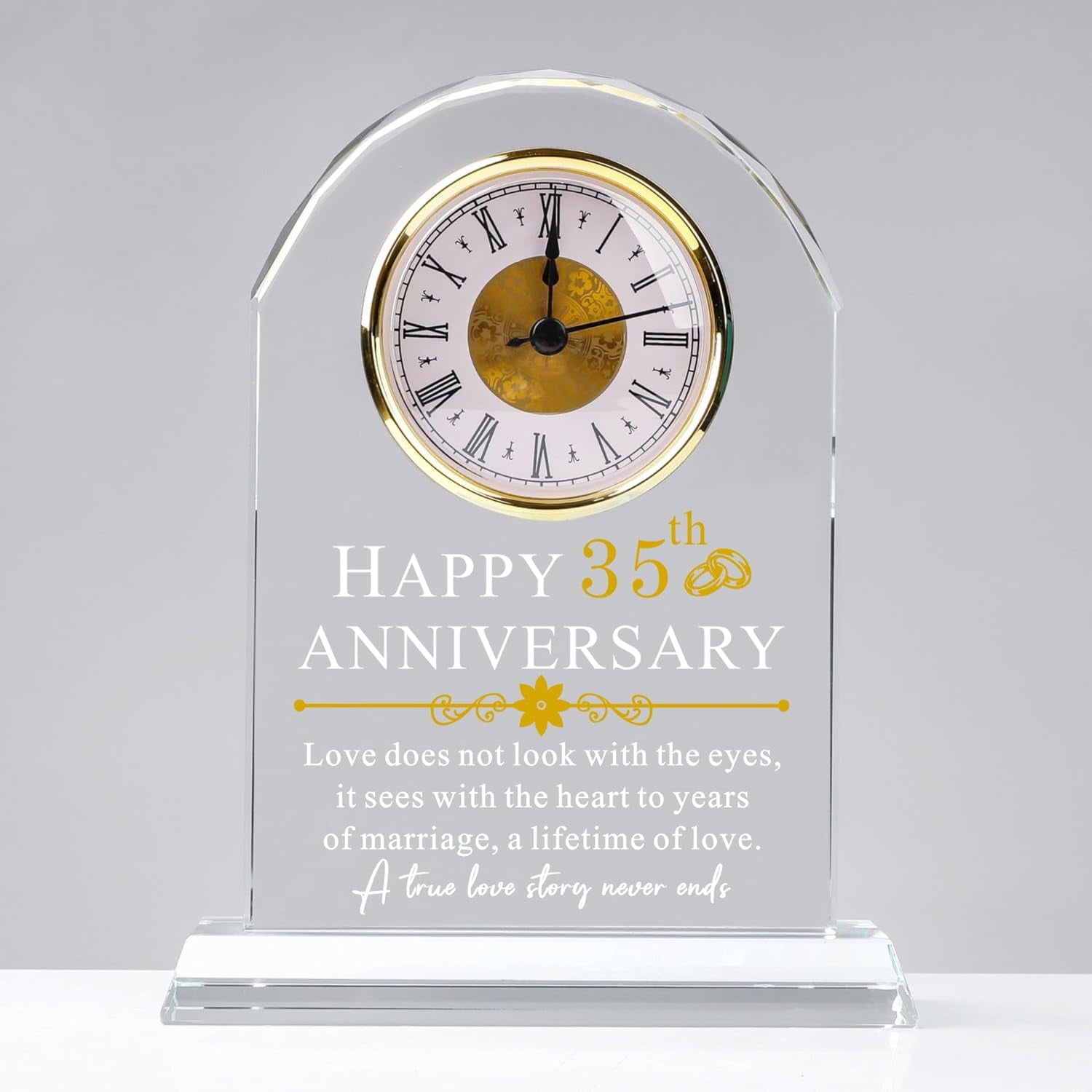 35th Wedding Anniversary Glass Clock Gifts for for Her Him, 35 Years of ...