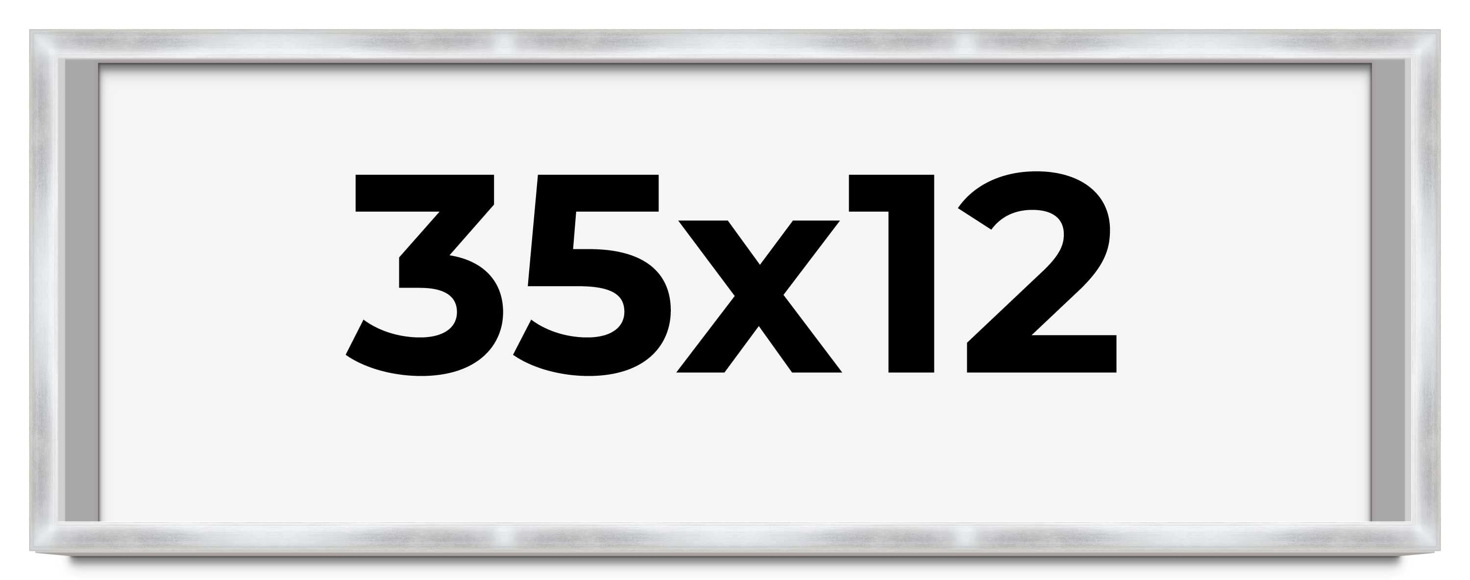 35x12 Frame Silver Whitewashed Wood Grain Solid Wood Shadow Box | 0.75 ...