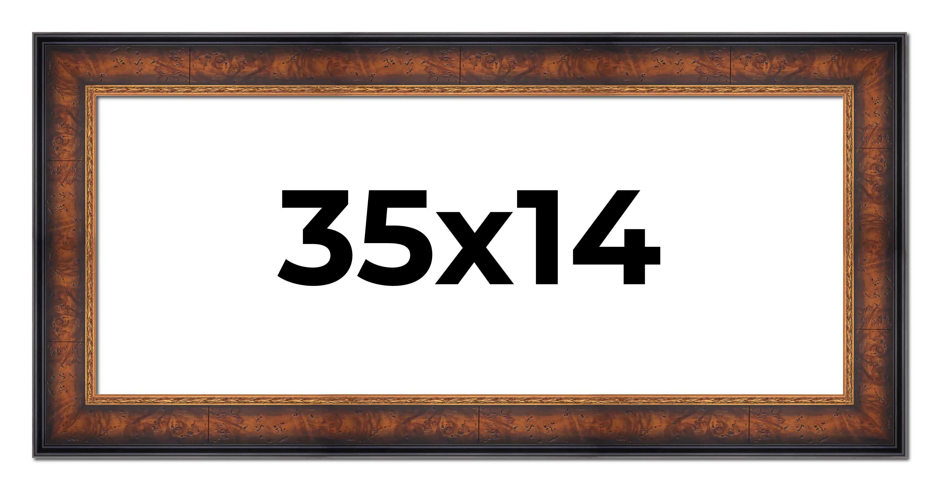 35x14 Frame Brown Walnut Gold Ornate Trim Solid Wood Plein Air Picture ...