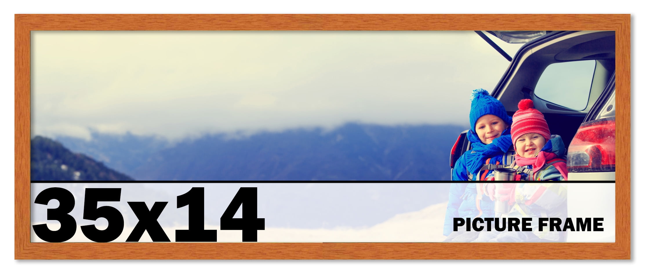 35x14 Frame Honey Pecan Brown Picture Frame - Modern Photo Frame ...