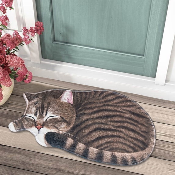 35x16 Inch Cat Shaped Soft Absorbent Bath Mat, Non Velvet Floor Rug ...