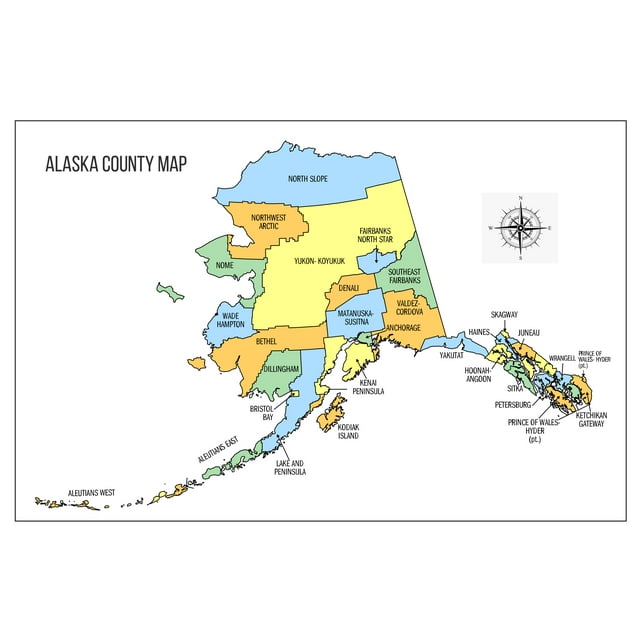 Wall Art Impressions Alaska County Map, Coated Paper, 35x24 - Walmart.com