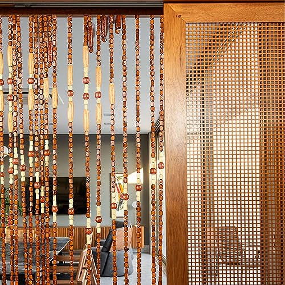 35x68in Bead Curtain, Natural Wood&Bamboo Beaded Curtain Wood Beaded ...