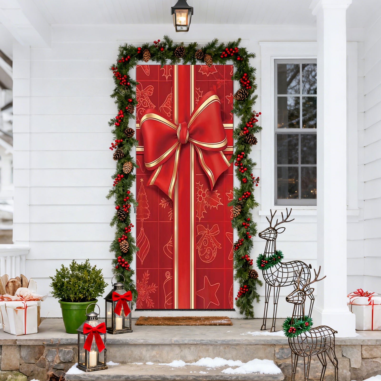 35x71 Inch Christmas Door Curtain, Holiday Wall and Door Decoration ...