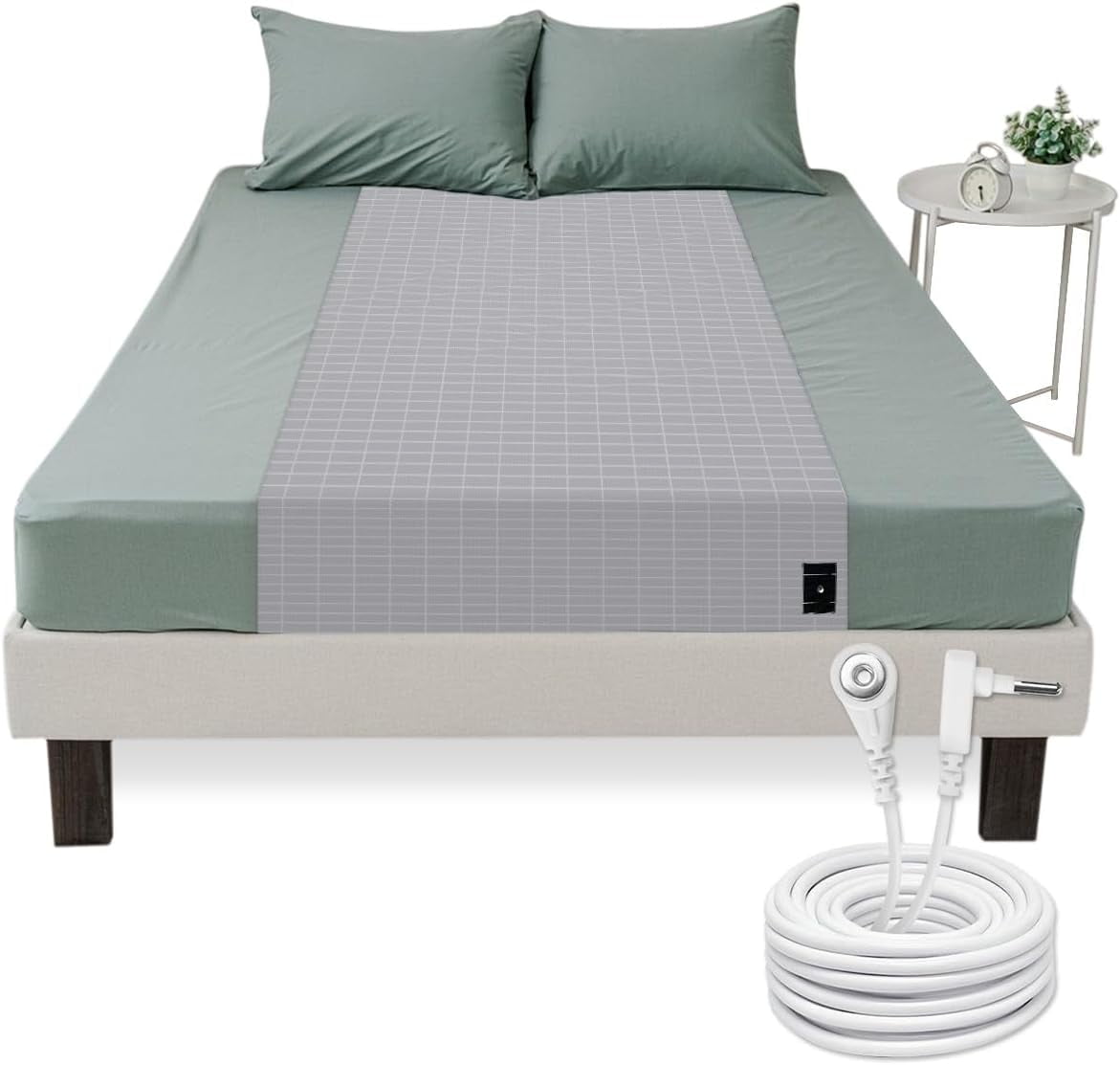35x90 Inch Grounding Sheet with 15 feet Grounding Cord, 10% Silver ...