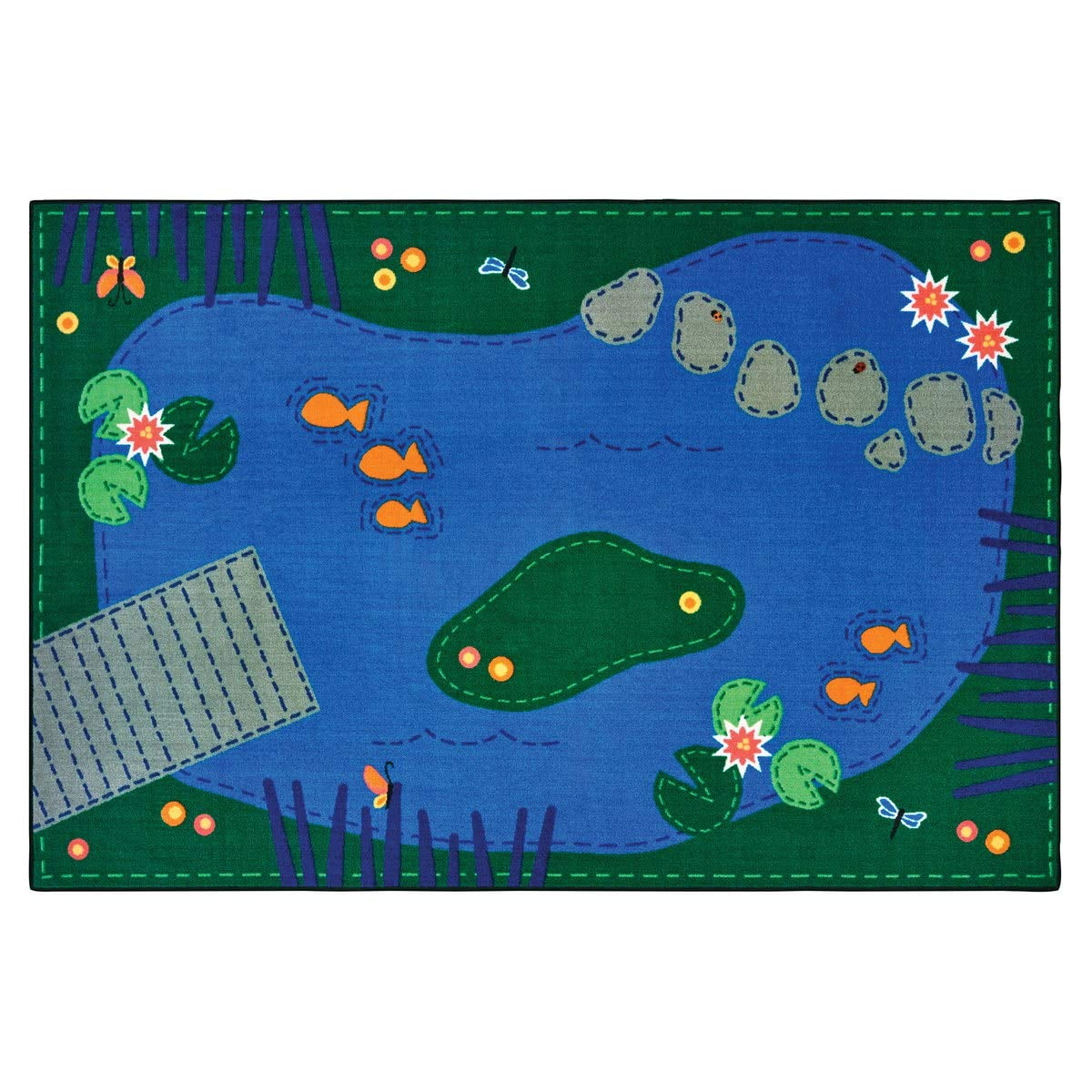 36.06 Tranquil Pond Value Rug 3ft x 4ft 6in Rectangle Blue - Walmart.com
