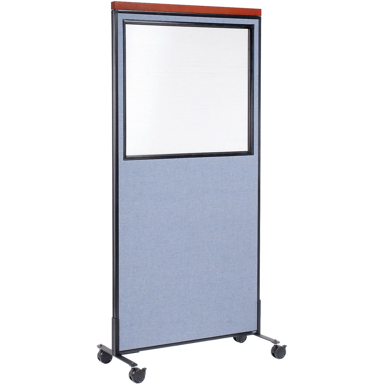 36-1/4"W x 100-1/2"H Deluxe Mobile Office Partition Panel with Partial ...