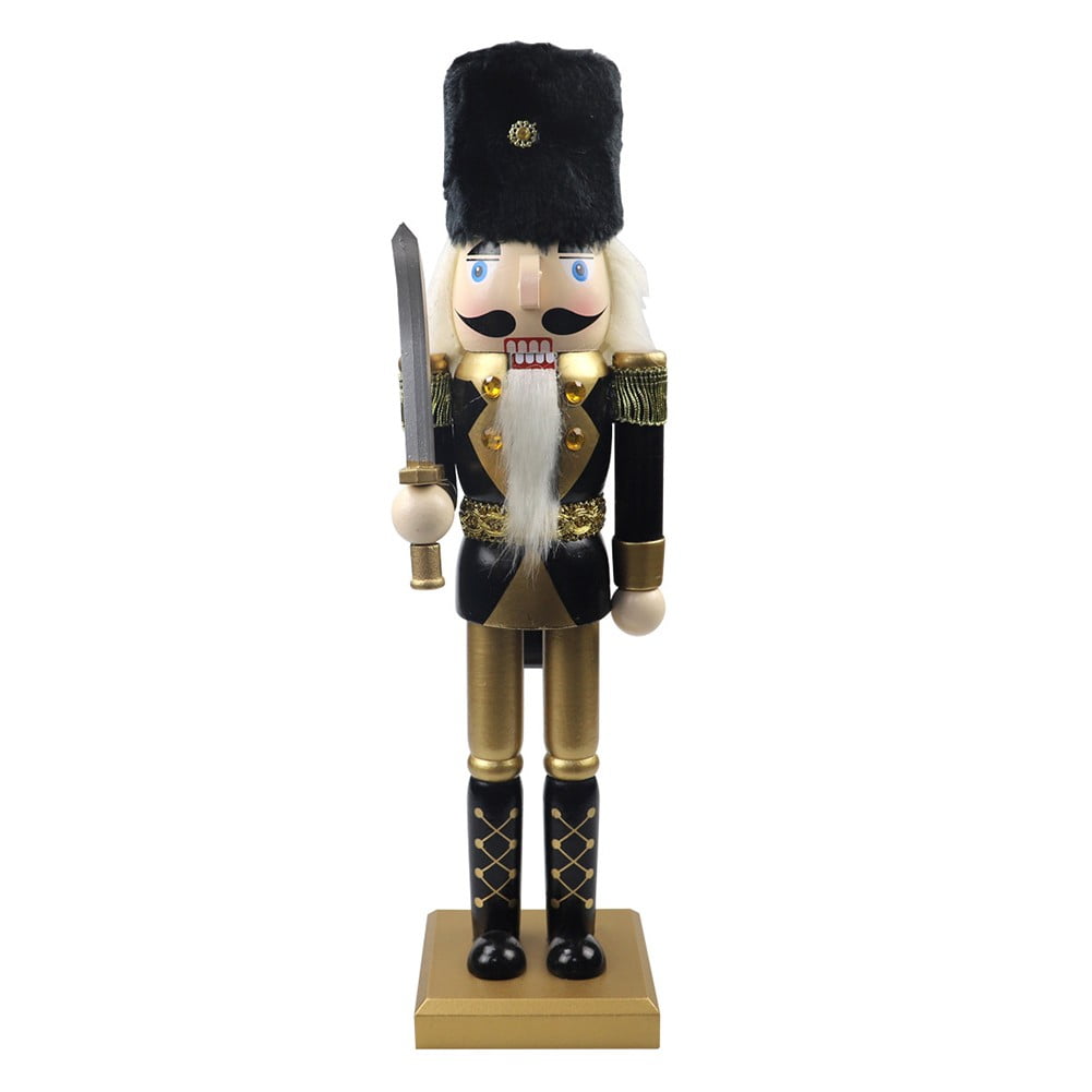 36*10*8CM Black Gold Wooden Christmas Nutcracker Festive Desktop ...