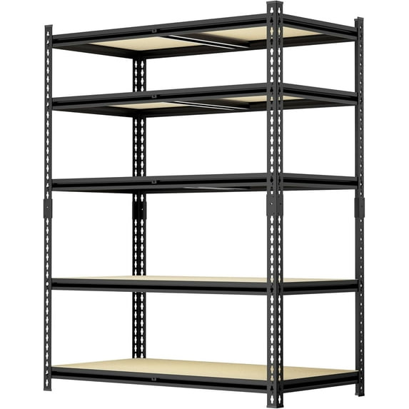 36.12"W: Father&I 5-Shelf-Storage-Rack Industrial Metal+Wood Garage ...