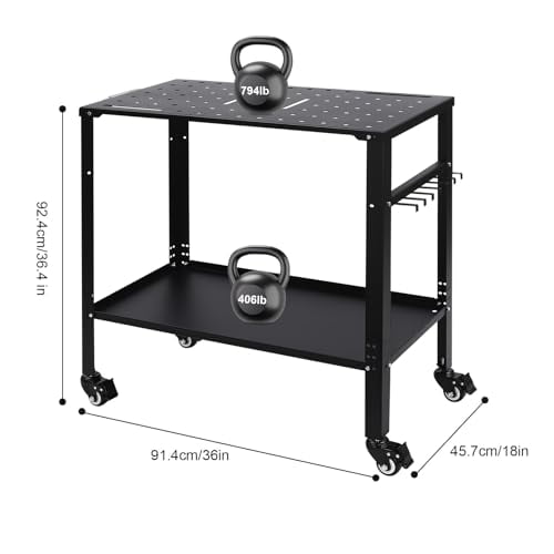 36''×18‘’ Black Welding Table, Portable Welding Table Top with Wheels ...