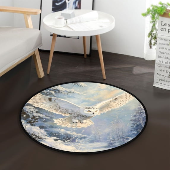 36.2 Inch Circular Floor Mat Polyester Non-Slip Carpet for Bedroom ...