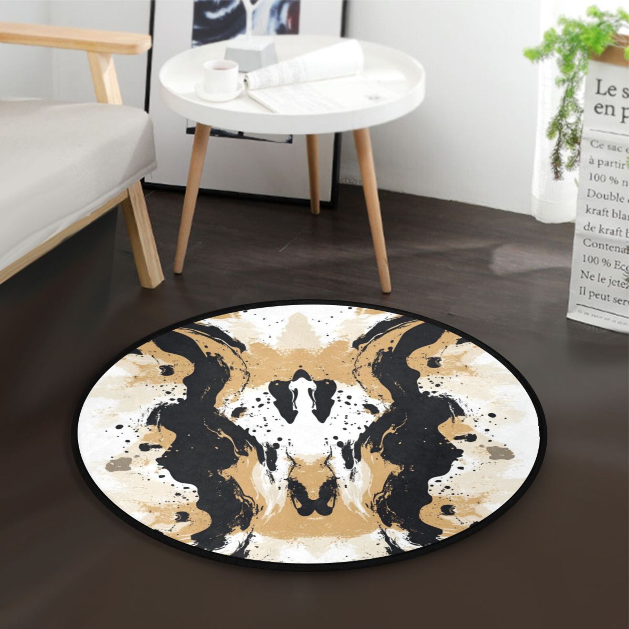 36.2 Inch Circular Floor Mat Polyester Non-Slip Carpet for Bedroom ...