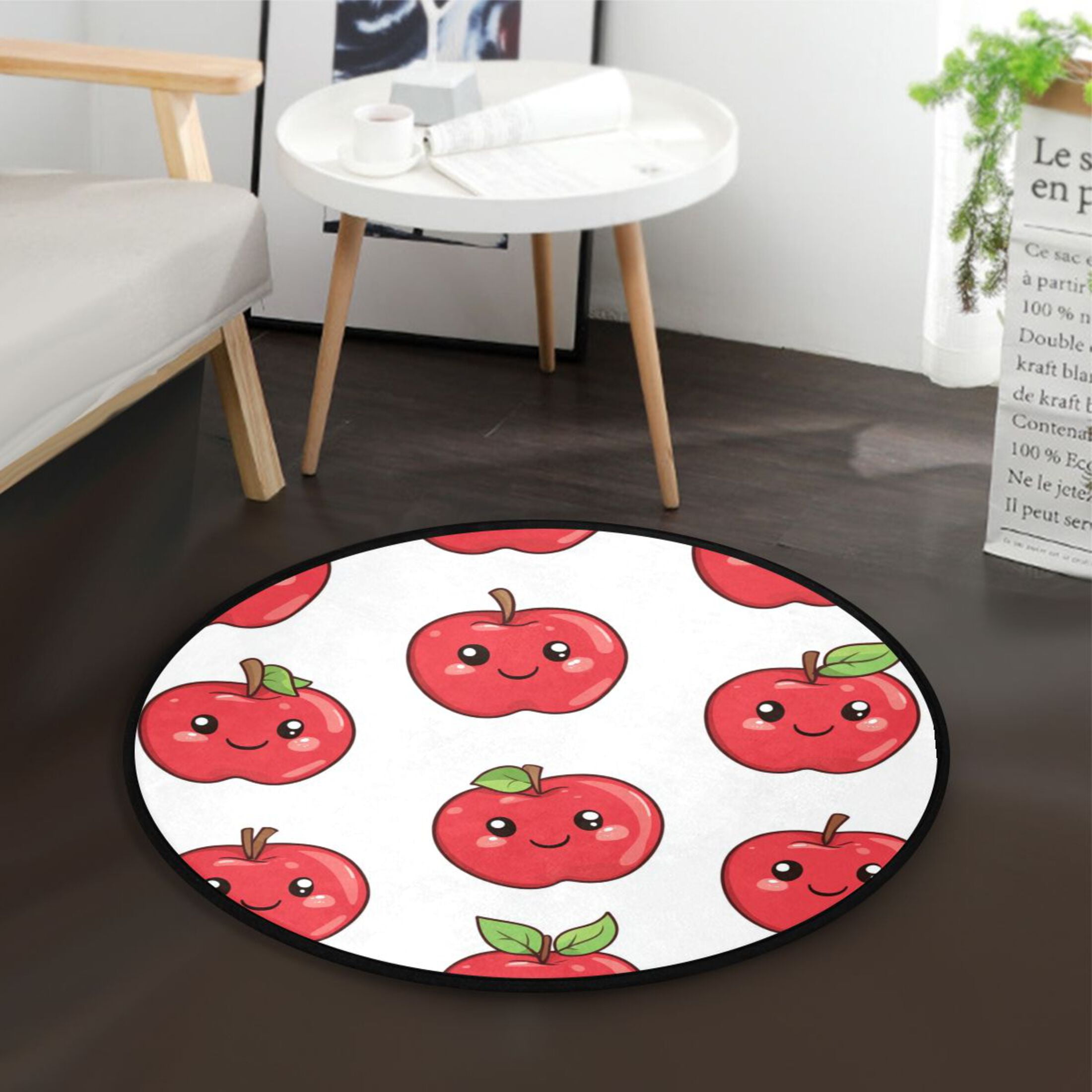 36.2 Inch Circular Floor Mat Polyester Non-Slip Carpet for Bedroom ...
