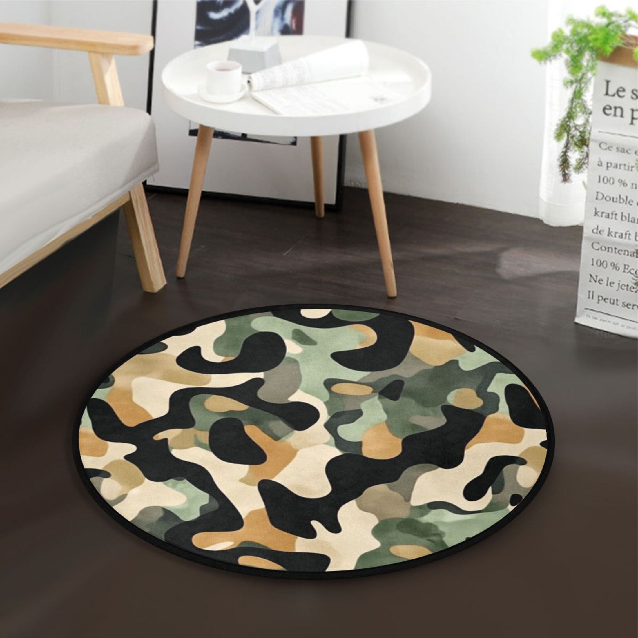 36.2 Inch Circular Floor Mat Polyester Non-Slip Carpet for Bedroom ...