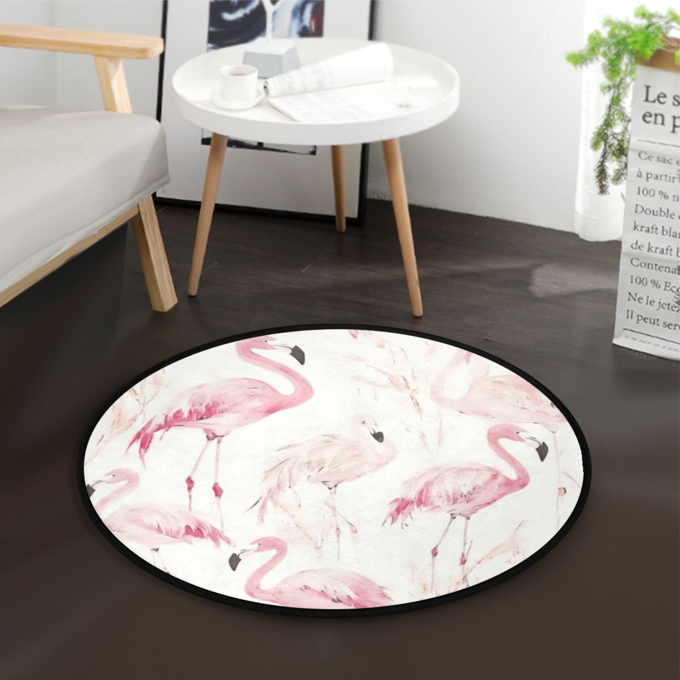 36.2 Inch Circular Floor Mat Polyester Non-Slip Carpet for Bedroom ...