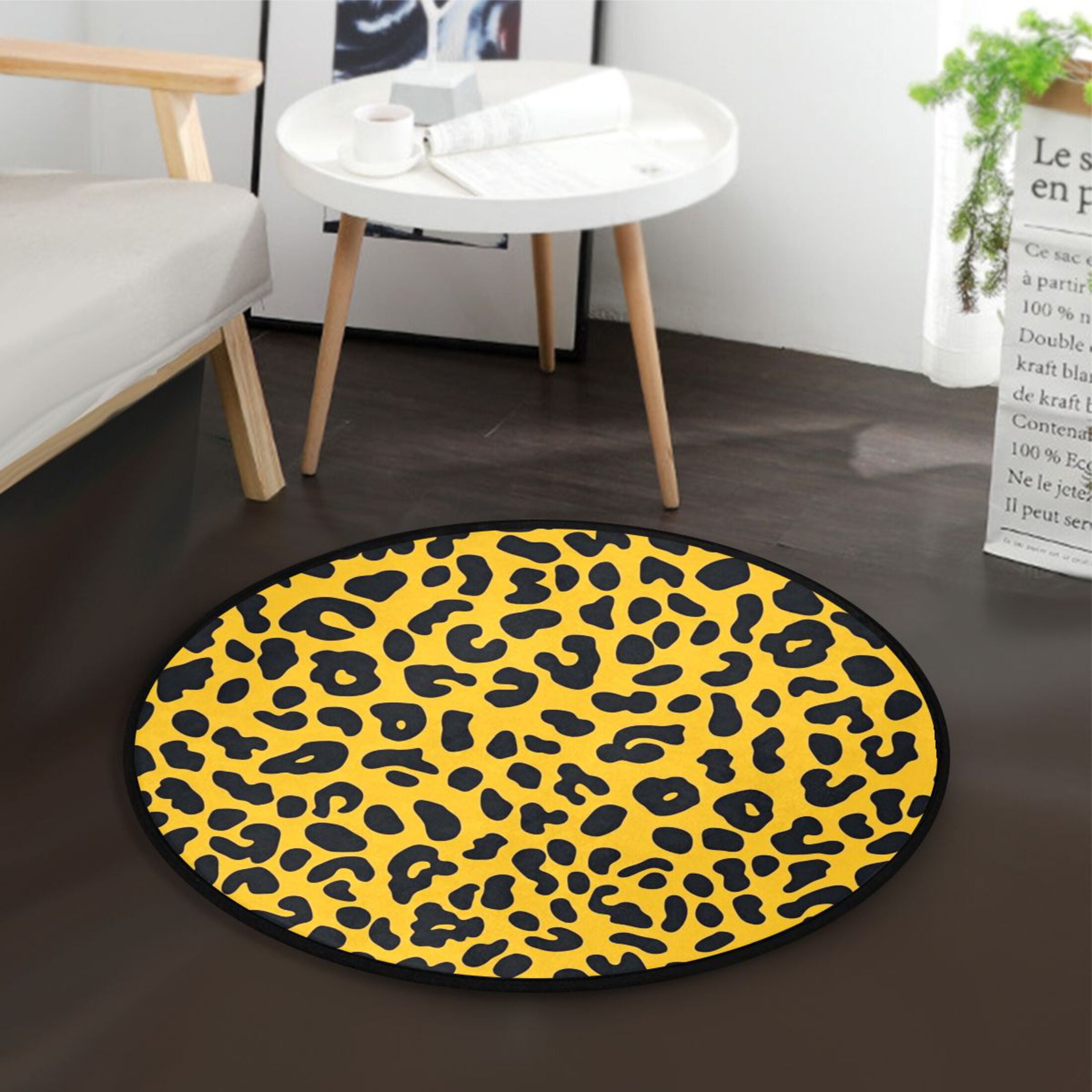 36.2 Inch Circular Floor Mat Polyester Non-Slip Carpet for Bedroom ...