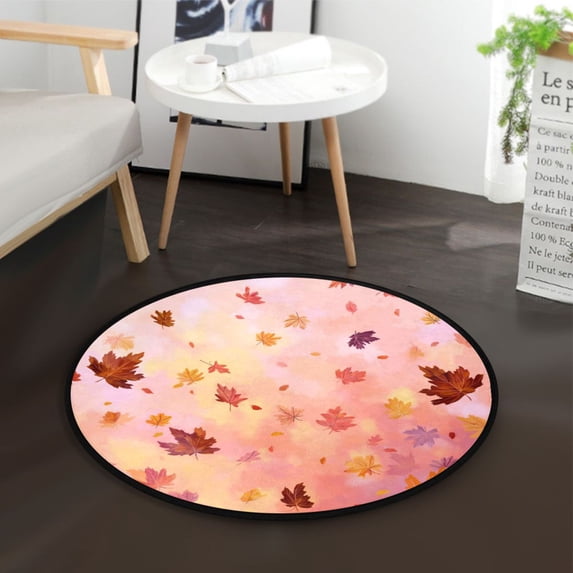 36.2 Inch Round Floor Mat Autumn Leaves Falling Carpet Decor Rug for ...