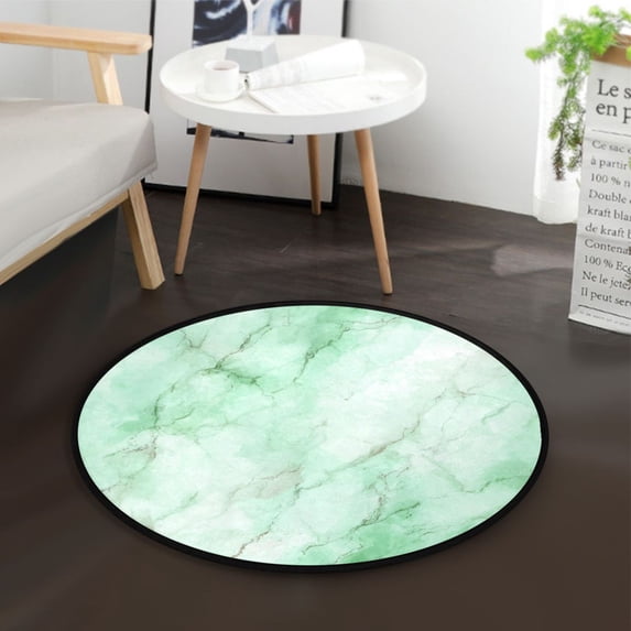 36.2 Inch Round Floor Mat Light Green Marble Texture Pattern Carpet ...